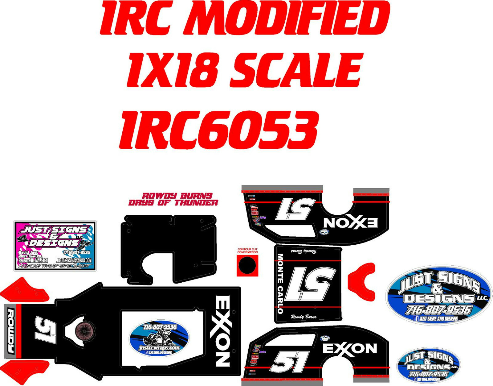 1RC MODIFIED 1RC605 WRAP THEME ROWDY BURNS DAYS OF THUNDER | eBay