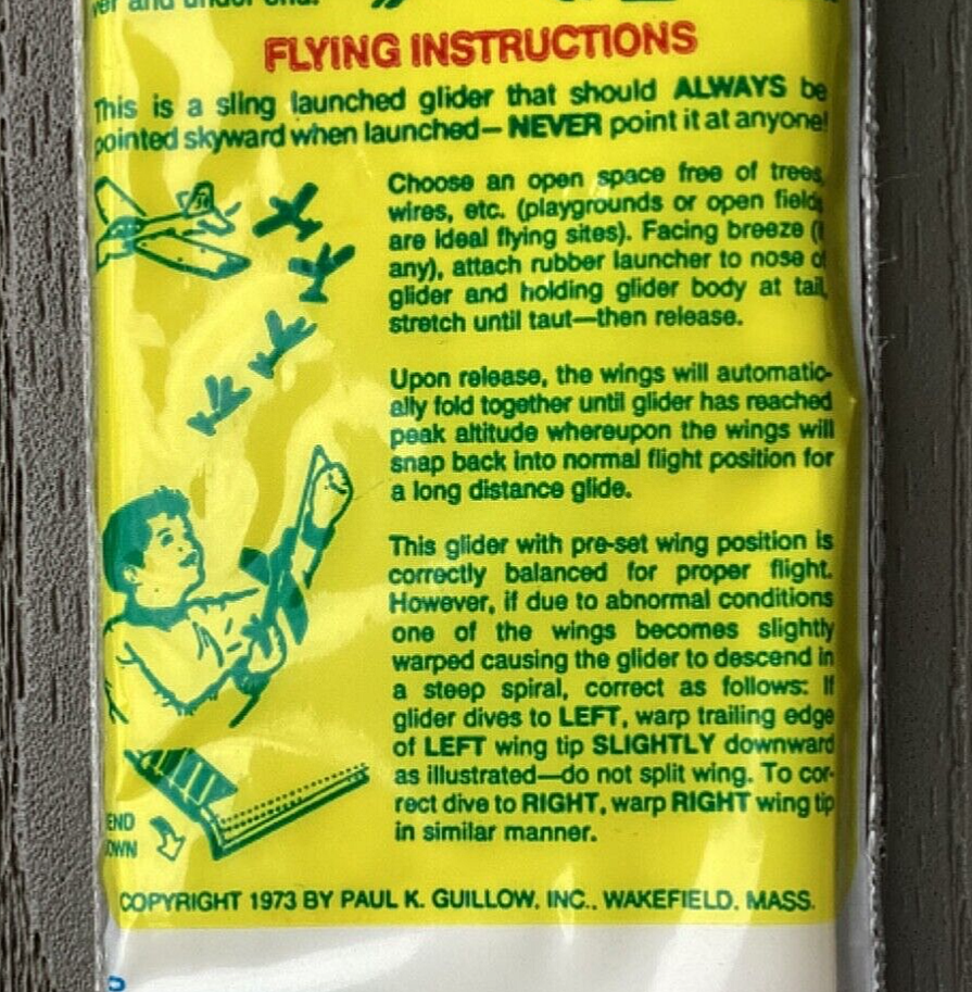 3 GUILLOW'S SLING LAUNCHED FOLDING WING BALSA WOOD GLIDER MODEL KIT ...