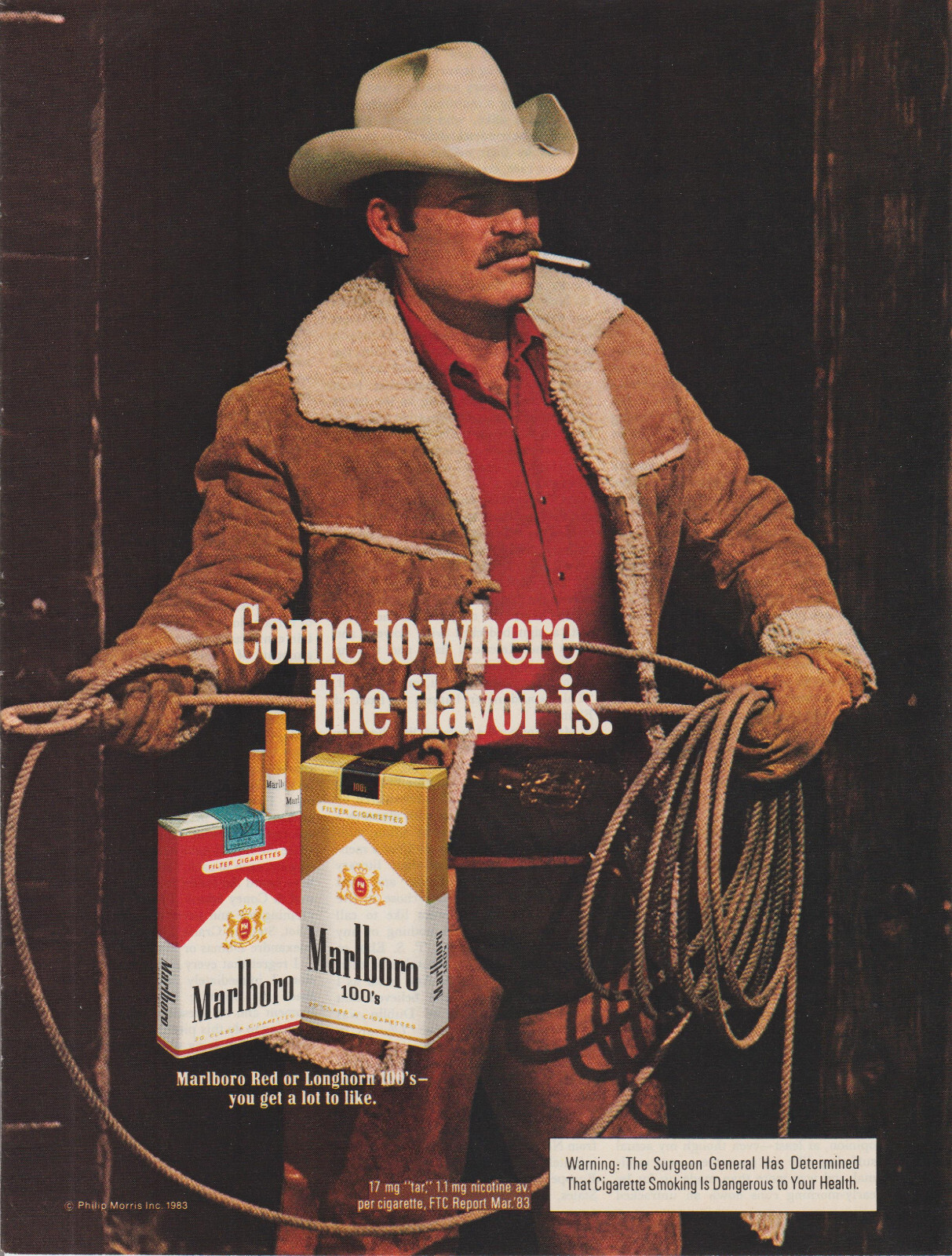 1983 Marlboro Cigarettes - Cowboy Darrell Winfield Lasso Rope - Print ...