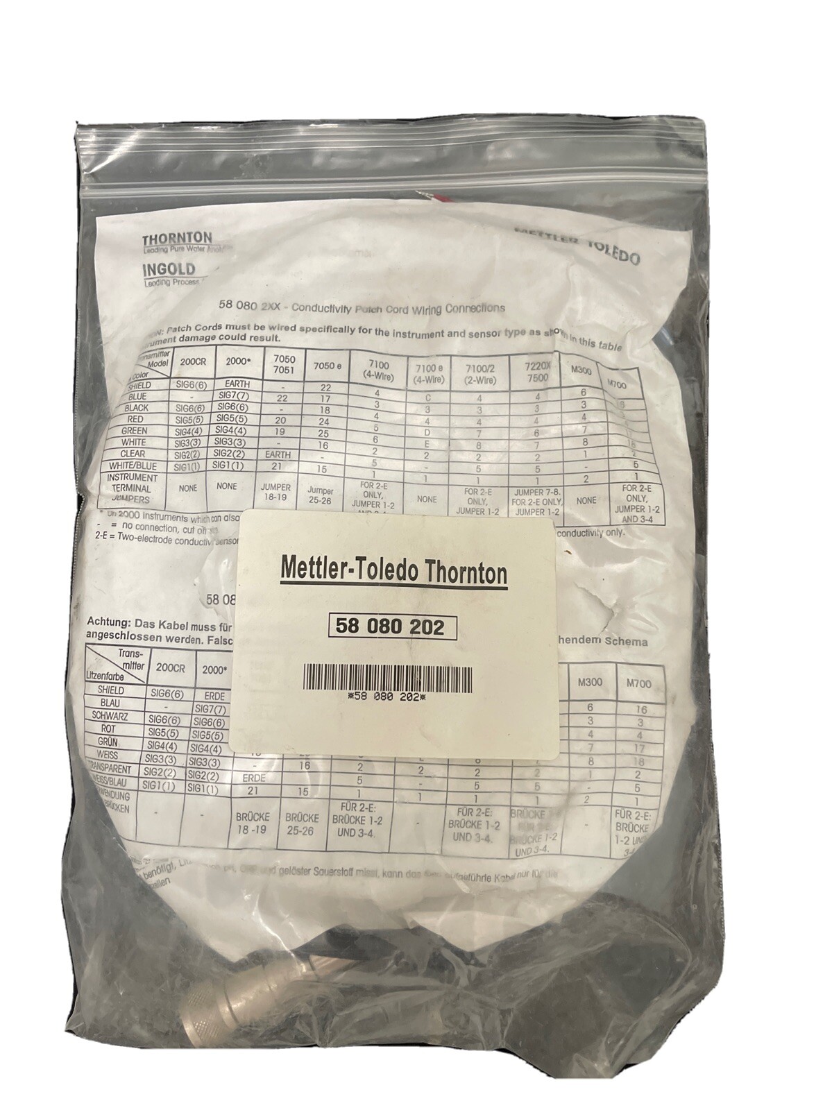 Thornton 58 080 202, UniCond Conductivity / Resistivity Sensor Cable ...