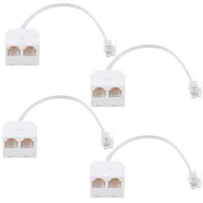 Two Way Telephone Splitters 4 Pack RJ11 6P4C Male to Female Converter ...