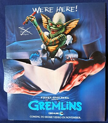 GREMLINS 1984 WB VIDEO STORE 3D PROMO COUNTER DISPLAY 16"X14” STANDEE ...