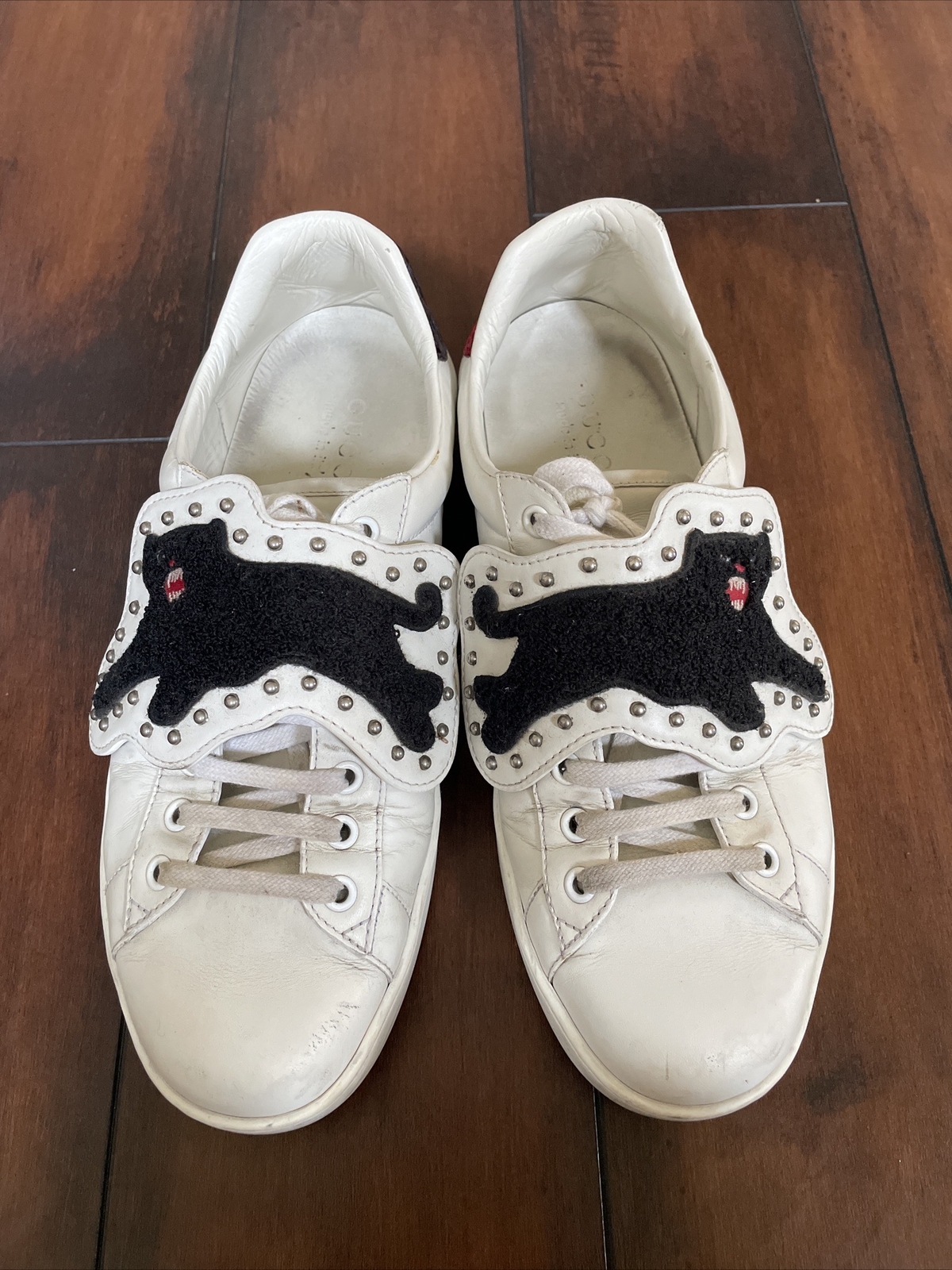GUCCI shoes sneaker ace patch PANTERA white leather - Gem