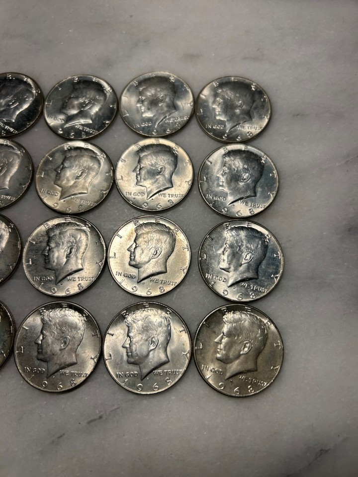 20 Kennedy 1968 D Half Dollars 40% Silver Very Good Condition # 16 | eBay
