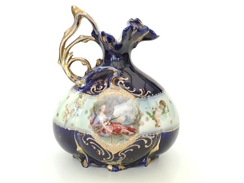 RARE RS PRUSSIA EWER / JUG WITH DIANA THE HUNTRESS, RECLINING LADY ...
