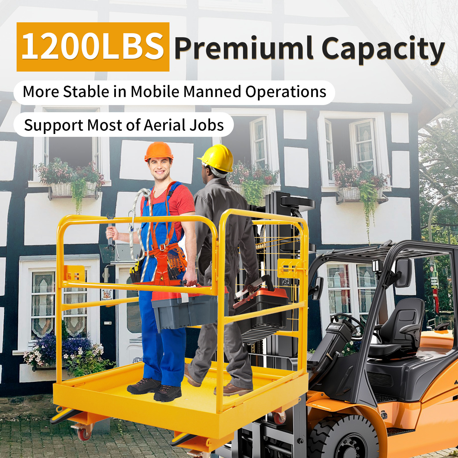 36x36in Forklift Safety Cage Work Platform Aerial Basket, 1200 lbs