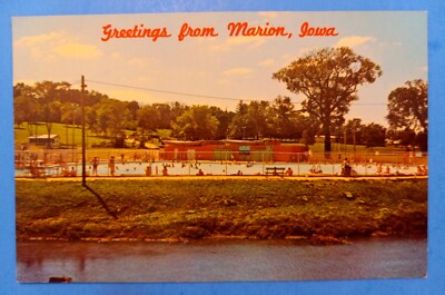 GREETINGS FROM MARION IA IOWA POSTCARD ~ City Pool View | eBay