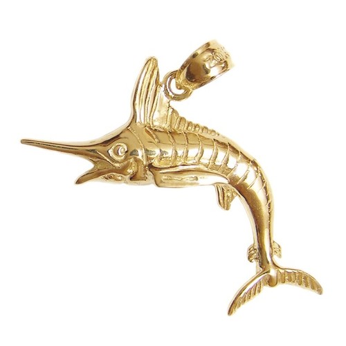 New 14k Yellow Gold Marlin Fish Pendant | eBay