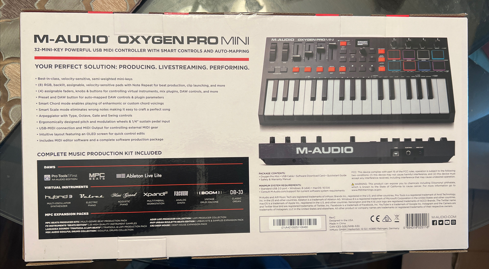 M-Audio Oxygen Pro Mini 32 Key USB MIDI Keyboard Controller for sale ...