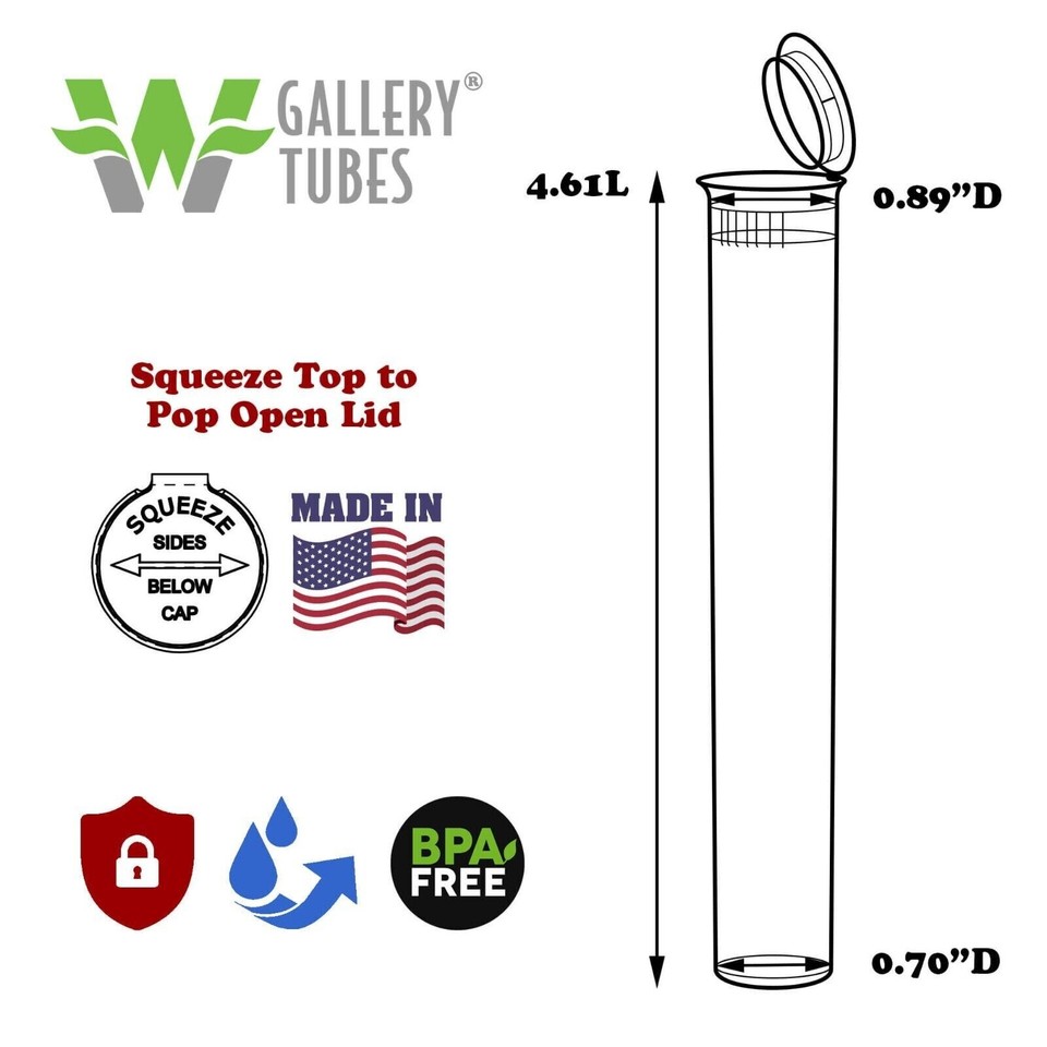 500 Gold 116mm Pop Top Tubes - Airtight Smell Proof Containers | eBay