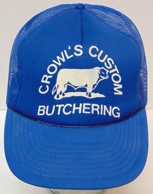 Vintage 1980s CROWL CUSTOM BUTCHERING CATTLE COW FARM SNAPBACK TRUCKER ...