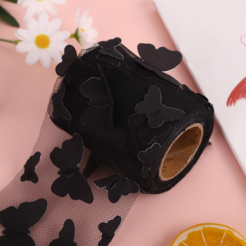 10 Yards Tulle Mesh Ribbon Net 3D Butterfly Trimming Edge Sewing for ...