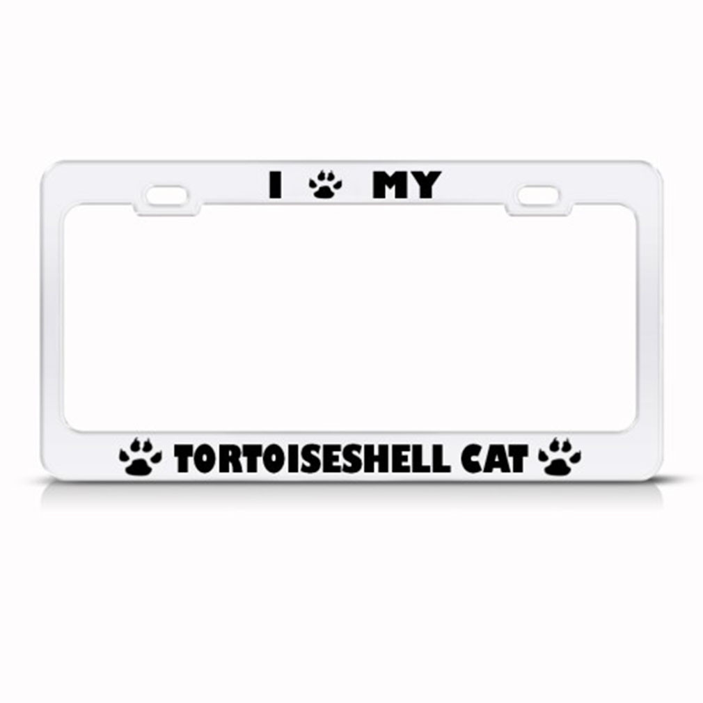 Tortoiseshell Cat Animal Steel Metal License Plate Frame Car Auto Tag ...
