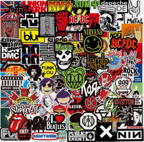 100 PCS Rock Band Stickers Lot-Punk Music,Heavy Metal Bands Sticker ...
