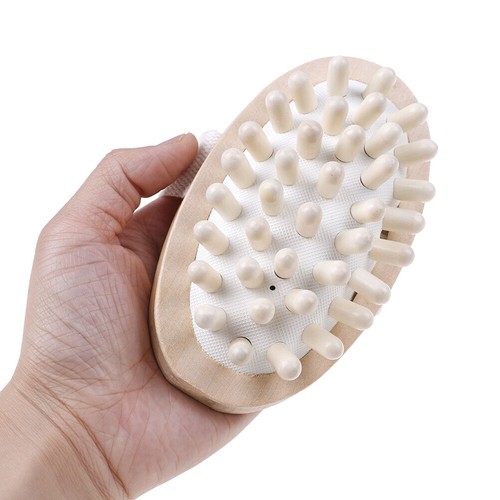 Hand-held wooden body brush massager cellulite reduction relieve tense ...