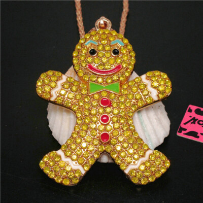 New Yellow Rhinestone Bow Snowman Crystal Pendant Fashion Women Chain ...
