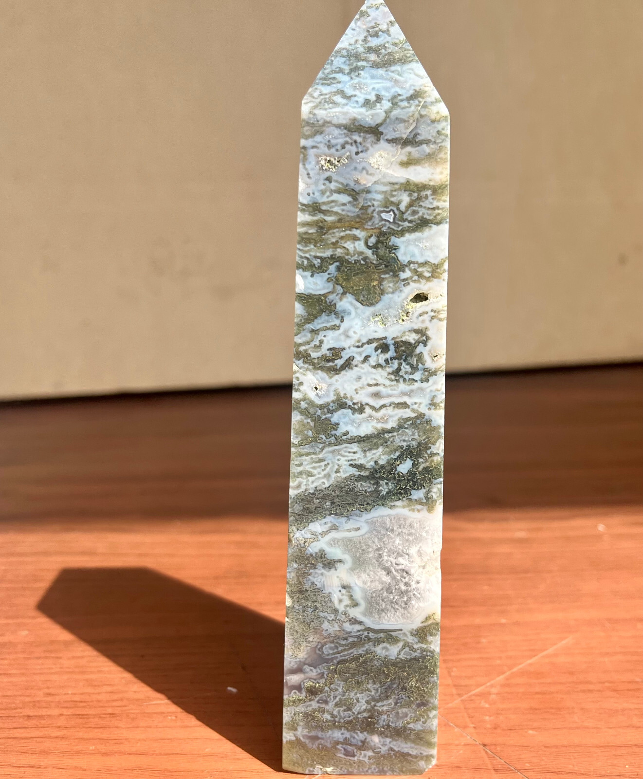 521g natural water grass agate crystal quadrangle column healing | eBay