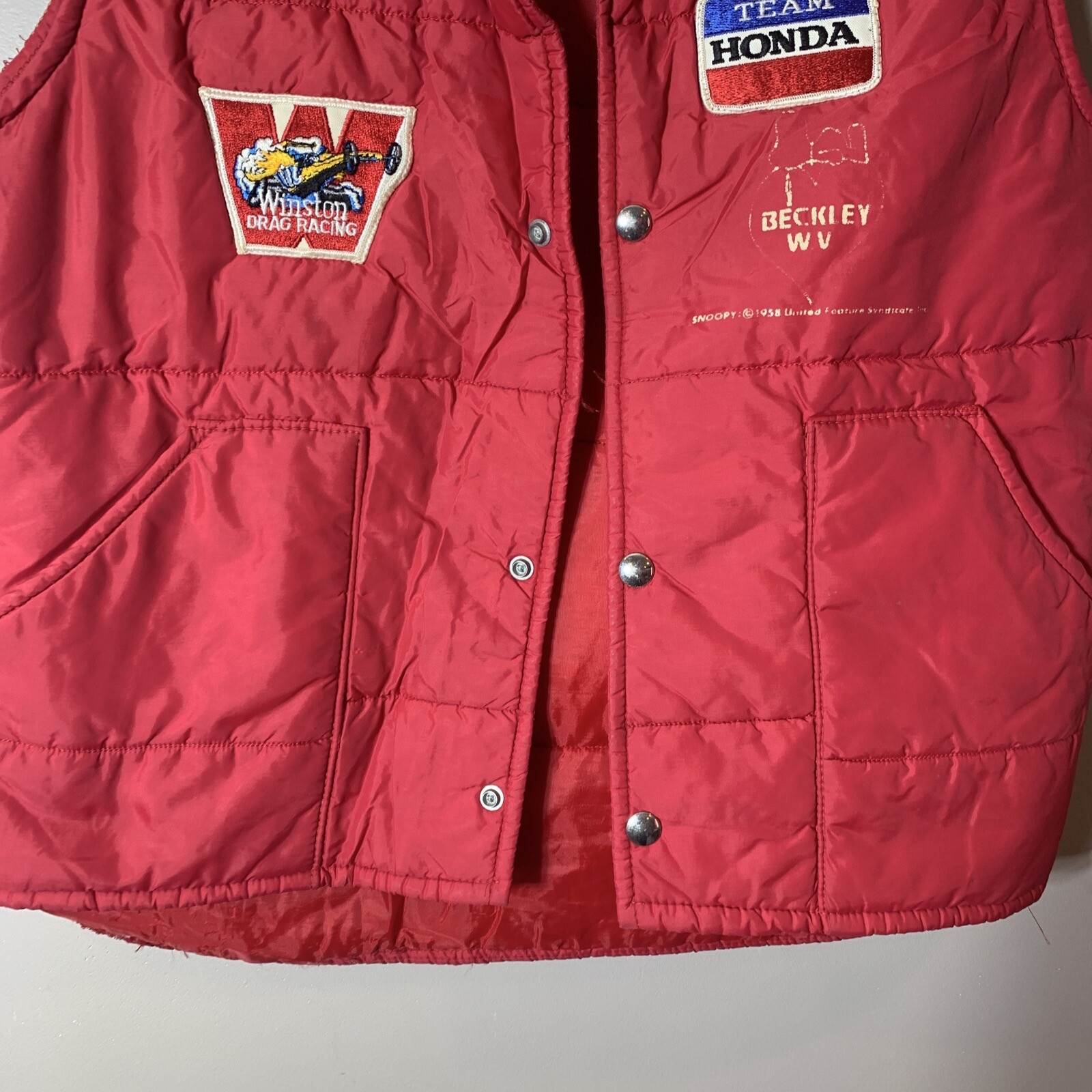 Vintage Artex Puff Jacket PDRA Honda IHRA WINSTON Drag Racing Hot Rod ...