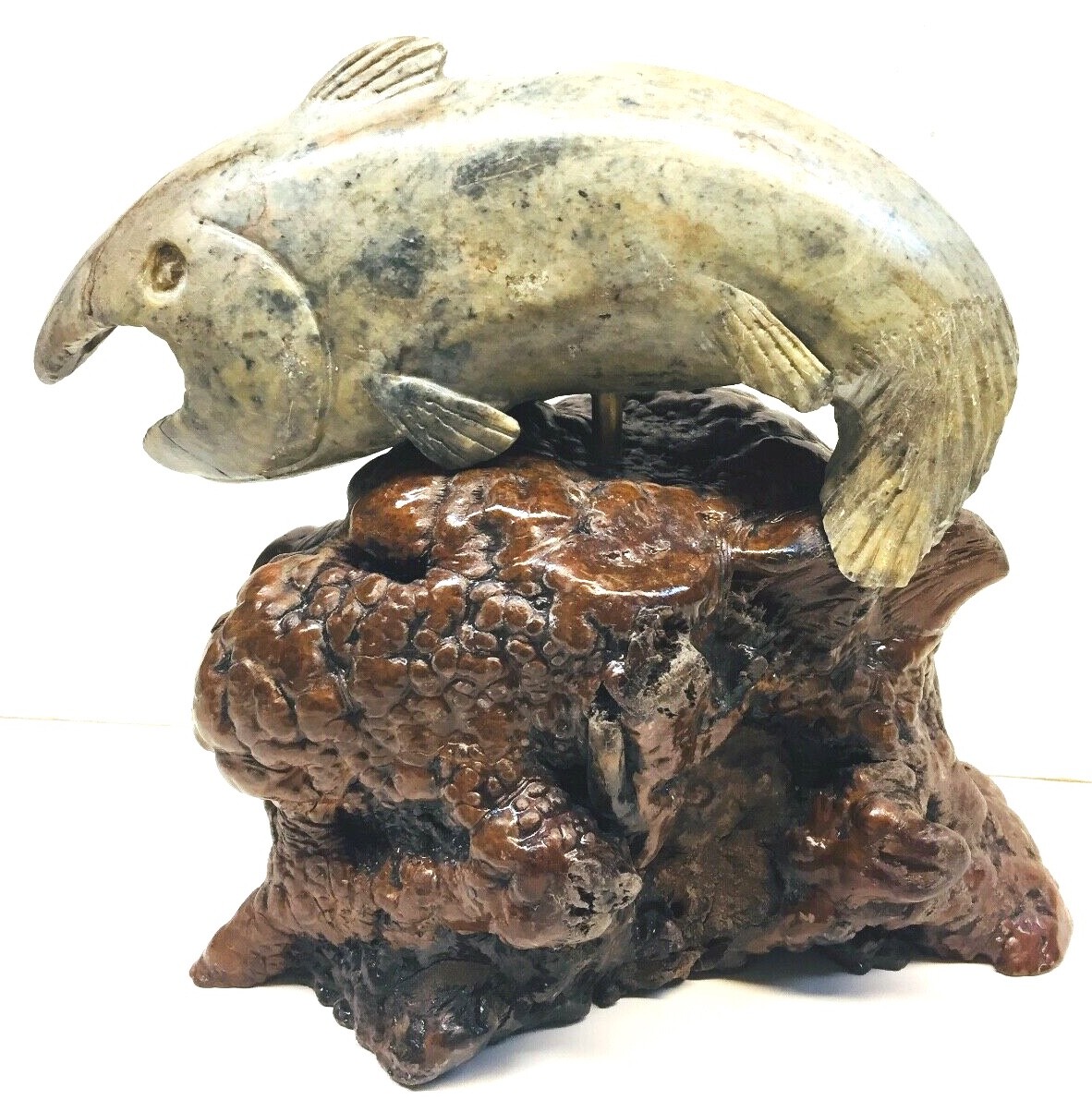 Vintage Soapstone Inuit Salmon Fish Sculpture Canada Alaska 9"x3.5" | eBay