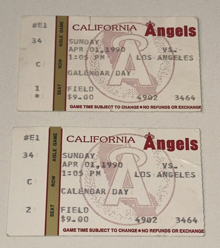 4/1/90 California Angels Los Angeles Dodgers MLB Freeway Series Ticket ...