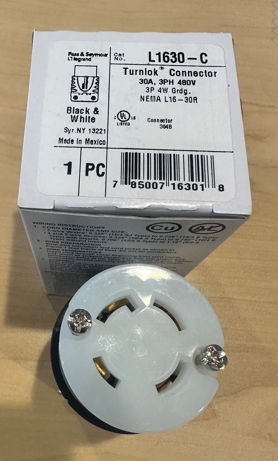 Pass & Seymour L1630C Turnlock Connector Plug for sale online | eBay
