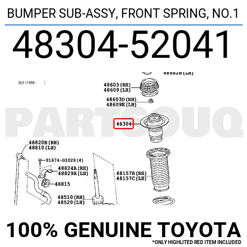 4830452041 Genuine Toyota BUMPER SUB-ASSY, FRONT SPRING, NO.1 48304 ...