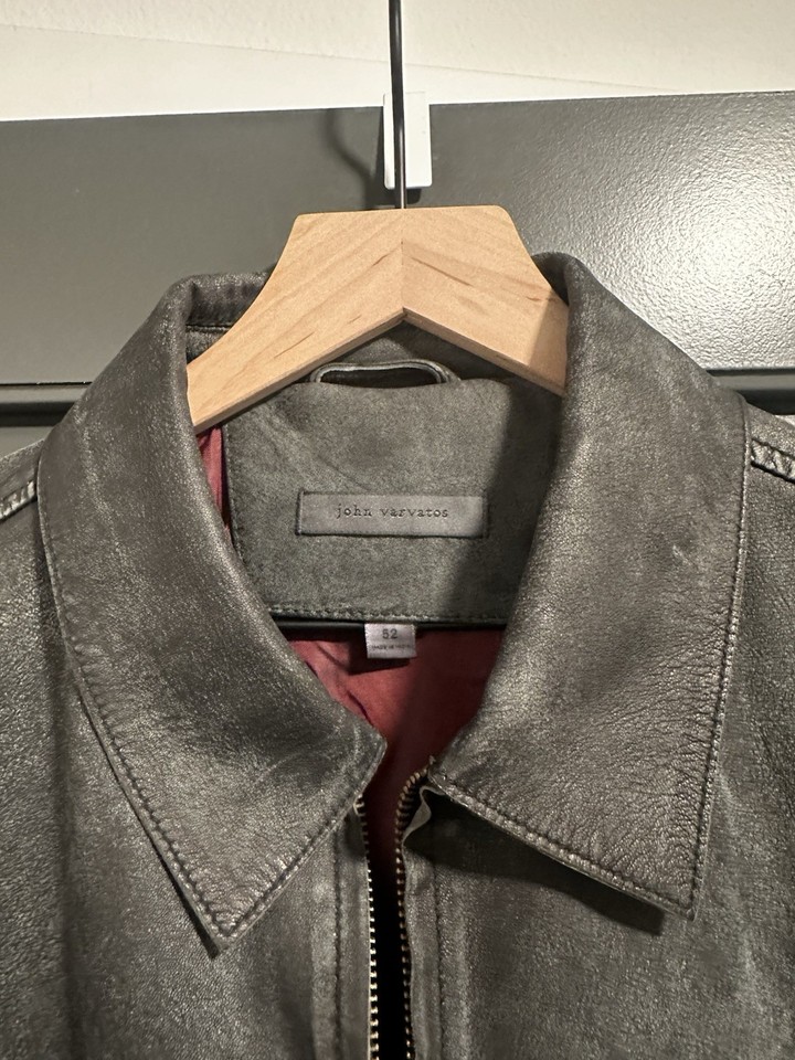 $798 Mens John Varvatos "Sorcha" Leather Jacket Gray Size 52 | eBay