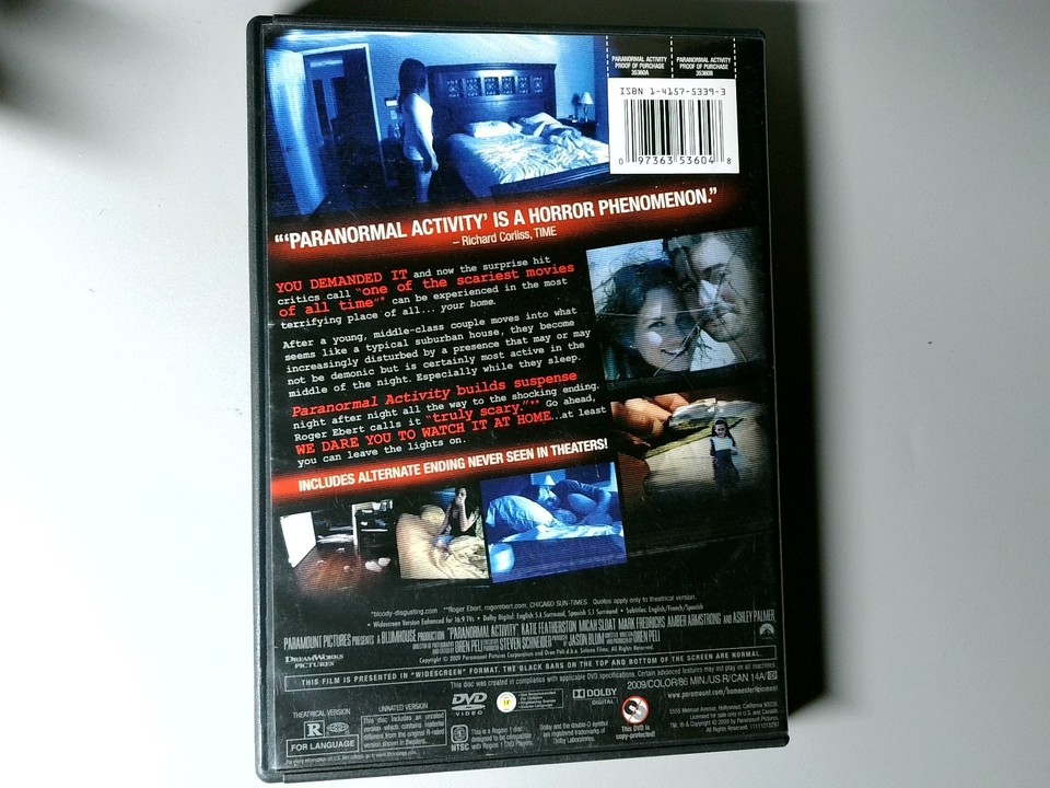 Paranormal Activity DVD 2009 Unrated Director Oren Peli Horror | eBay