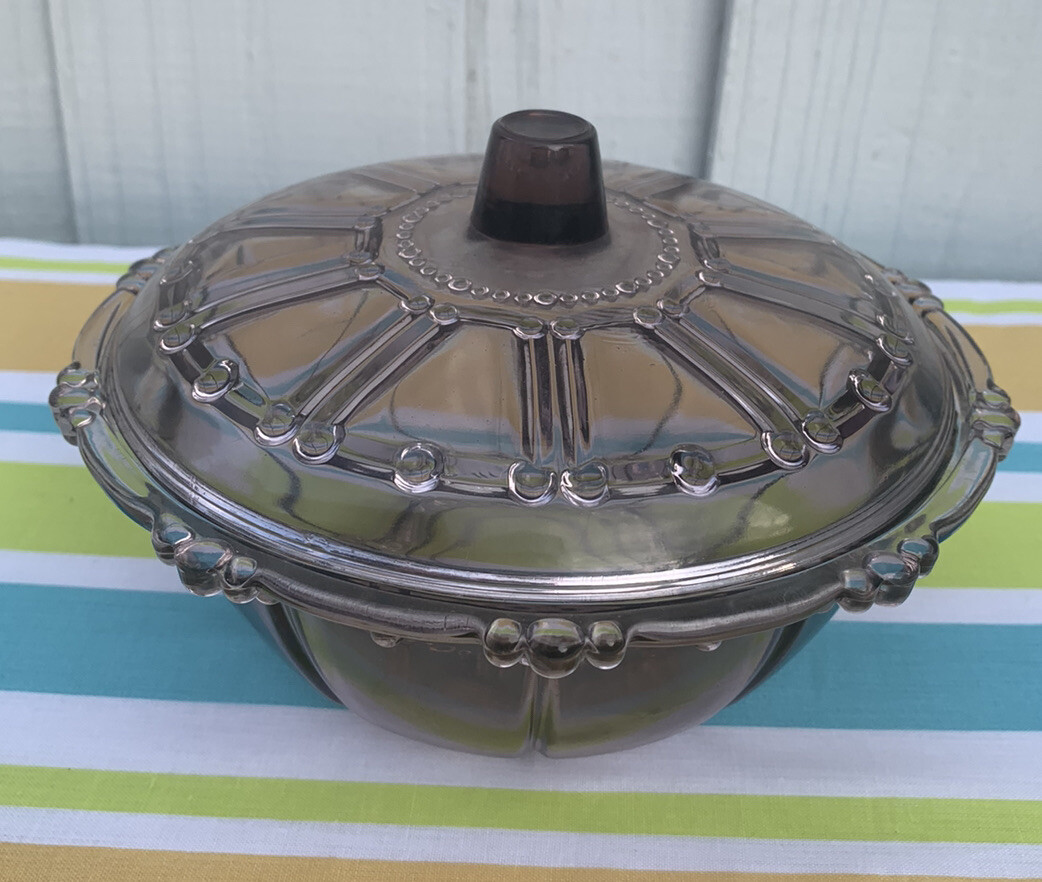 Mid Century Vintage- Kig Indonesia Glass, Covered Candy Dish, Trinkets ...
