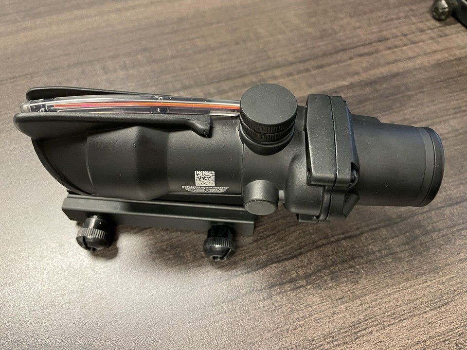 4x32 Fiber Optic Scope Chevron Reticle RED Weapon Sight ACOG Clone + 2 ...