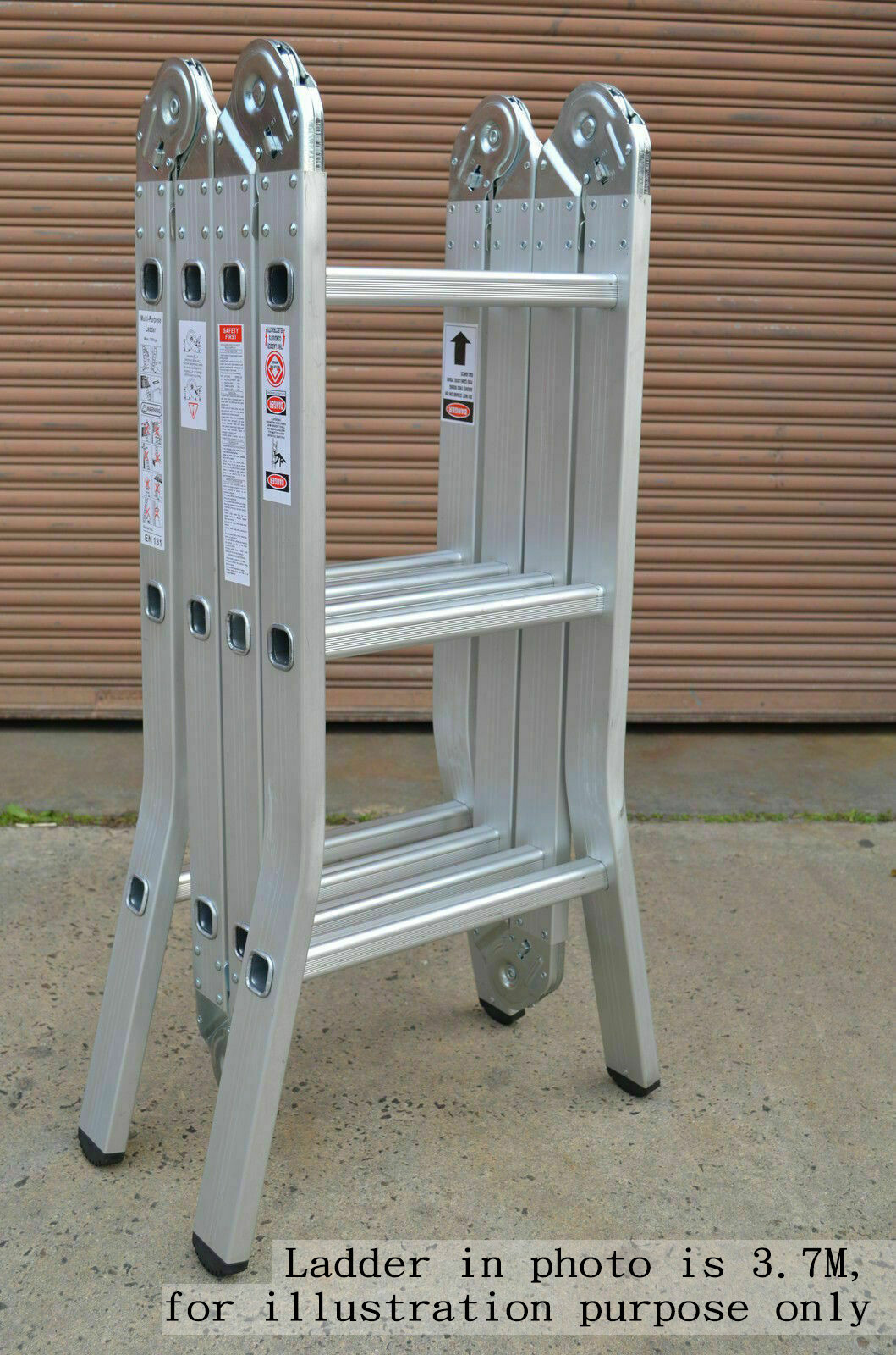 3.7m 4.7m 5.7M Multi Purpose Aluminium Folding Platform Ladder extend ...