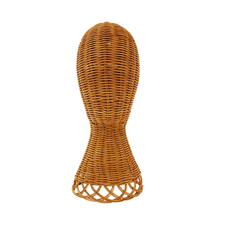 Rattan Mannequin Head Stand, Freestanding Rattan Wig Stand Wig Display ...