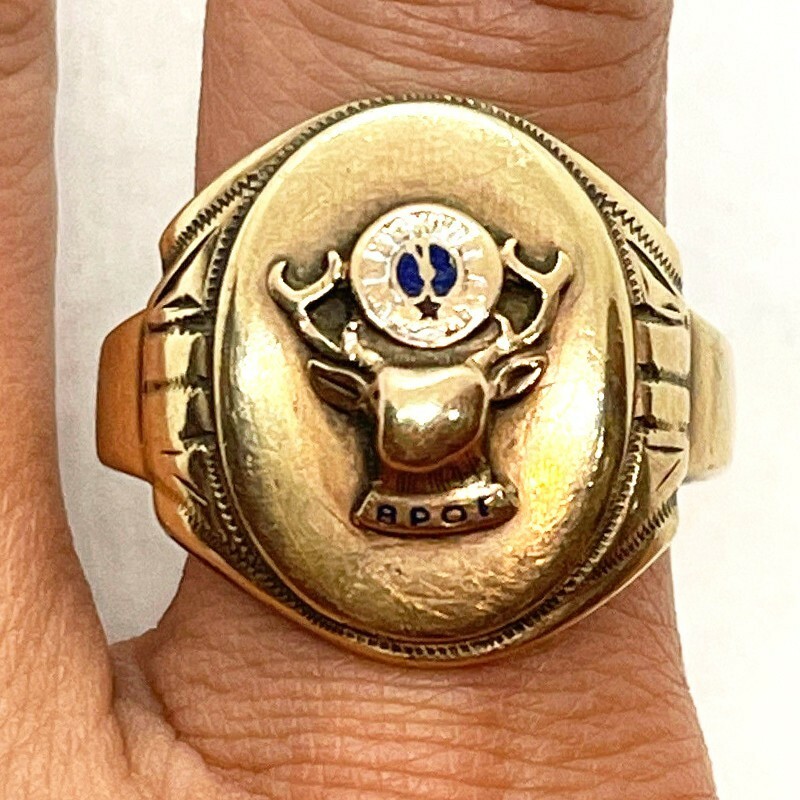 antique elks bpoe ring - Gem