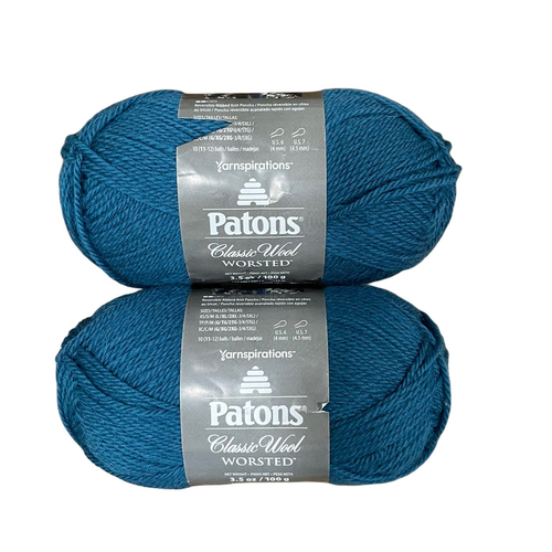 Patons Classic Wool Worsted 3.5 oz 194 yds Rich Teal Blue 77768 Medium ...