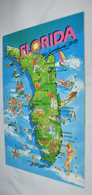 Florida the Land of Fun in the Sun Map Postcard, Postcard Factory | eBay