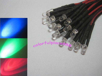 20pcs, 3mm RGB Schnell Flash vorverdrahtet bunt Rot Grün Blau LED LEDs ...