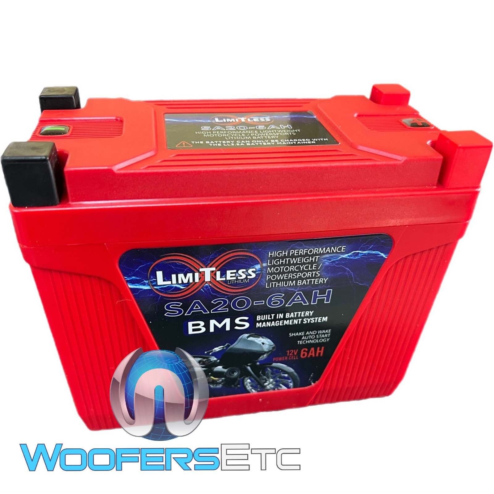LIMITLESS LITHIUM SA20-6AH 20 CASE SHAKE AWAKE MOTORCYCLE POWER SPORTS ...