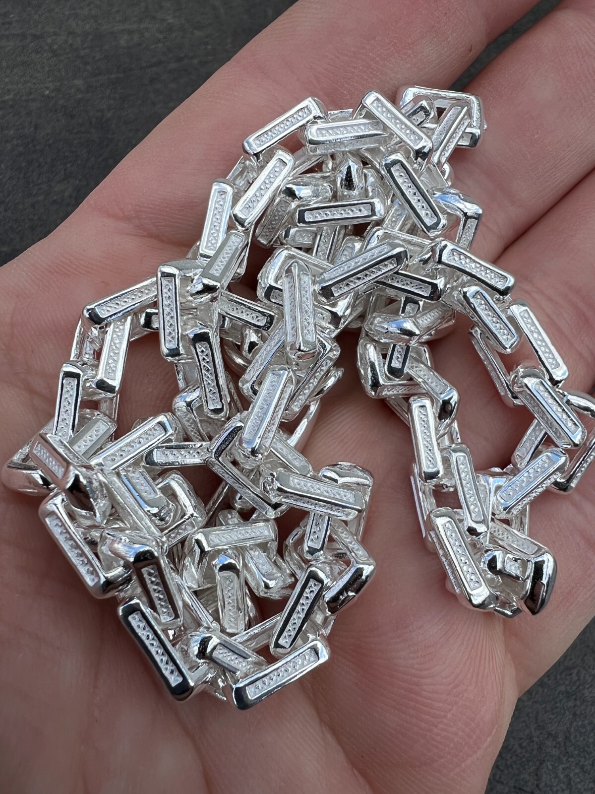 925 Sterling Silver 7.5mm Triangle Rolo Hermes Link Chain Necklace Or ...