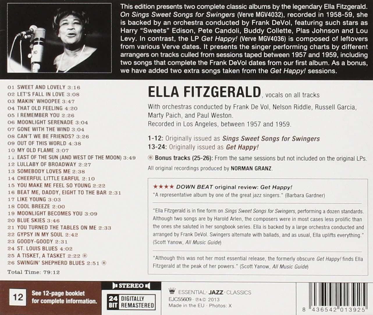 Ella Fitzgerald Sings Sweet Songs For Swingers + Get Happy! (CD) 8436542013925 | eBay