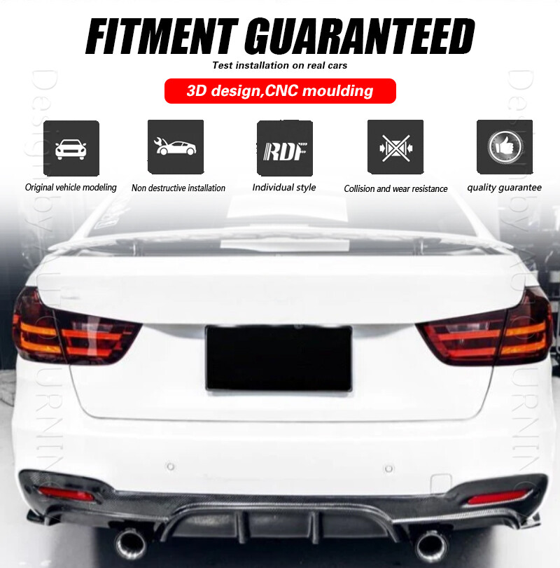REAL Carbon Fiber Rear Diffuser Bumper Lip For 14-18 BMW 3 series GT ...