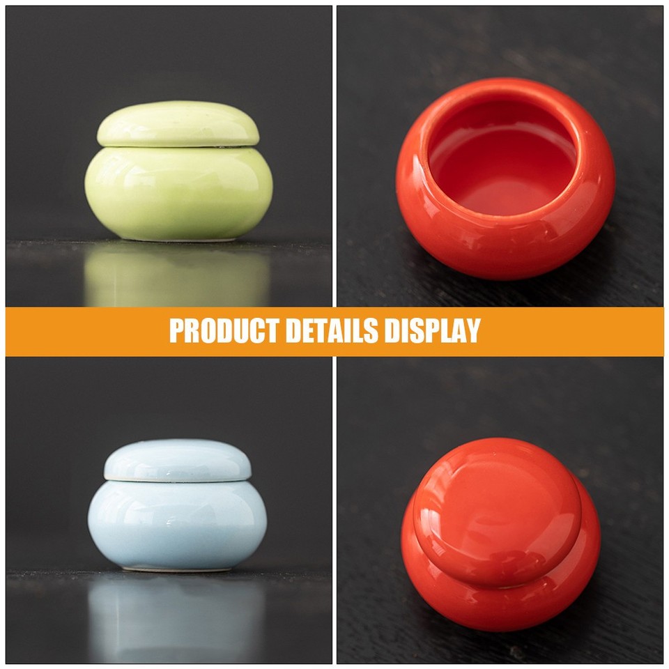 6 Pcs Porcelain Containers Small Ceramic Jar with Lid Cosmetics Storage ...