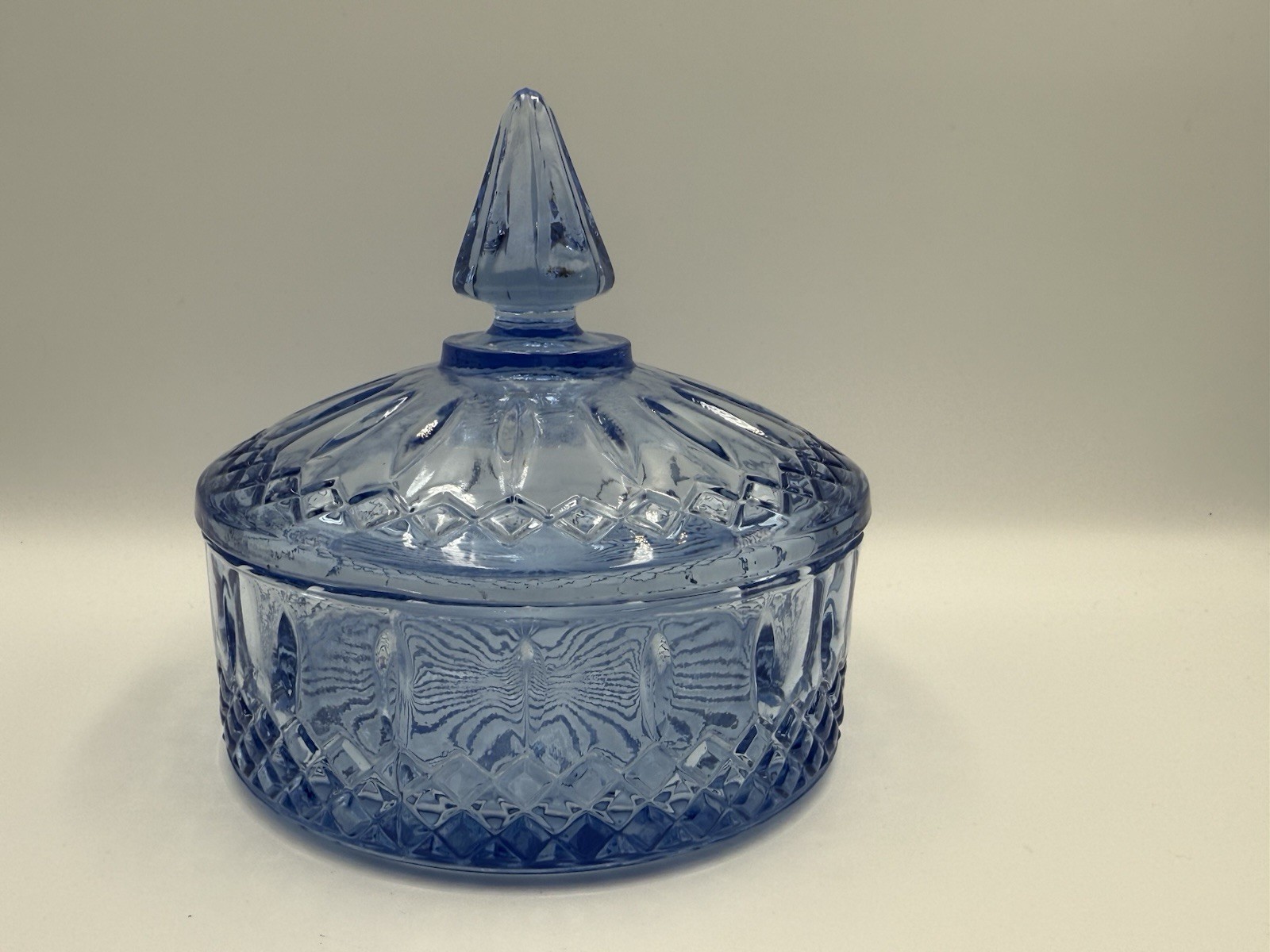 Indiana Glass Princess Diamond Point Blue Candy Dish Vanity Vintage | eBay