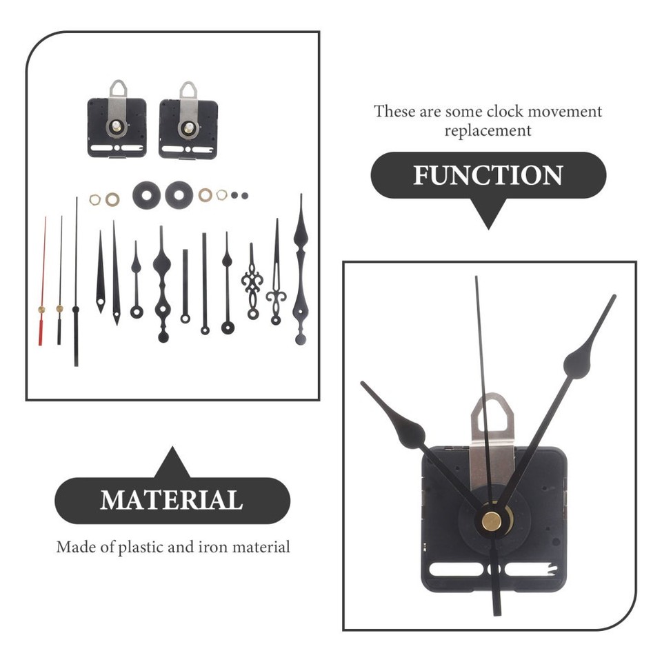 2 Sets Wall Clock Components Mechanism Replacement Kit Movement Repair ...