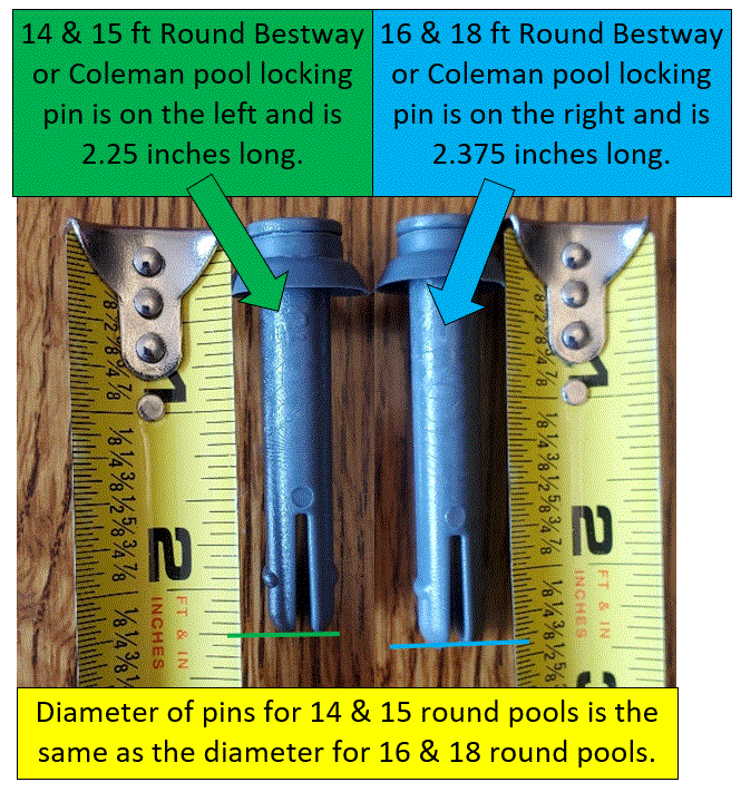 Locking Pins (4 pins) Bestway or Coleman 14 or 15 round x 42" or 48 ...