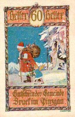 EXQUISITE 1921 AUSTRIAN SANTA CLAUS NOTE! ST. NICK, ANGELS, SHINING ...