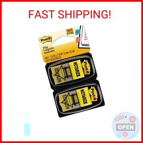 Post-it "Notarize" Flags, 50/Dispenser, 2 Dispensers/Pack, 1 in Wide ...