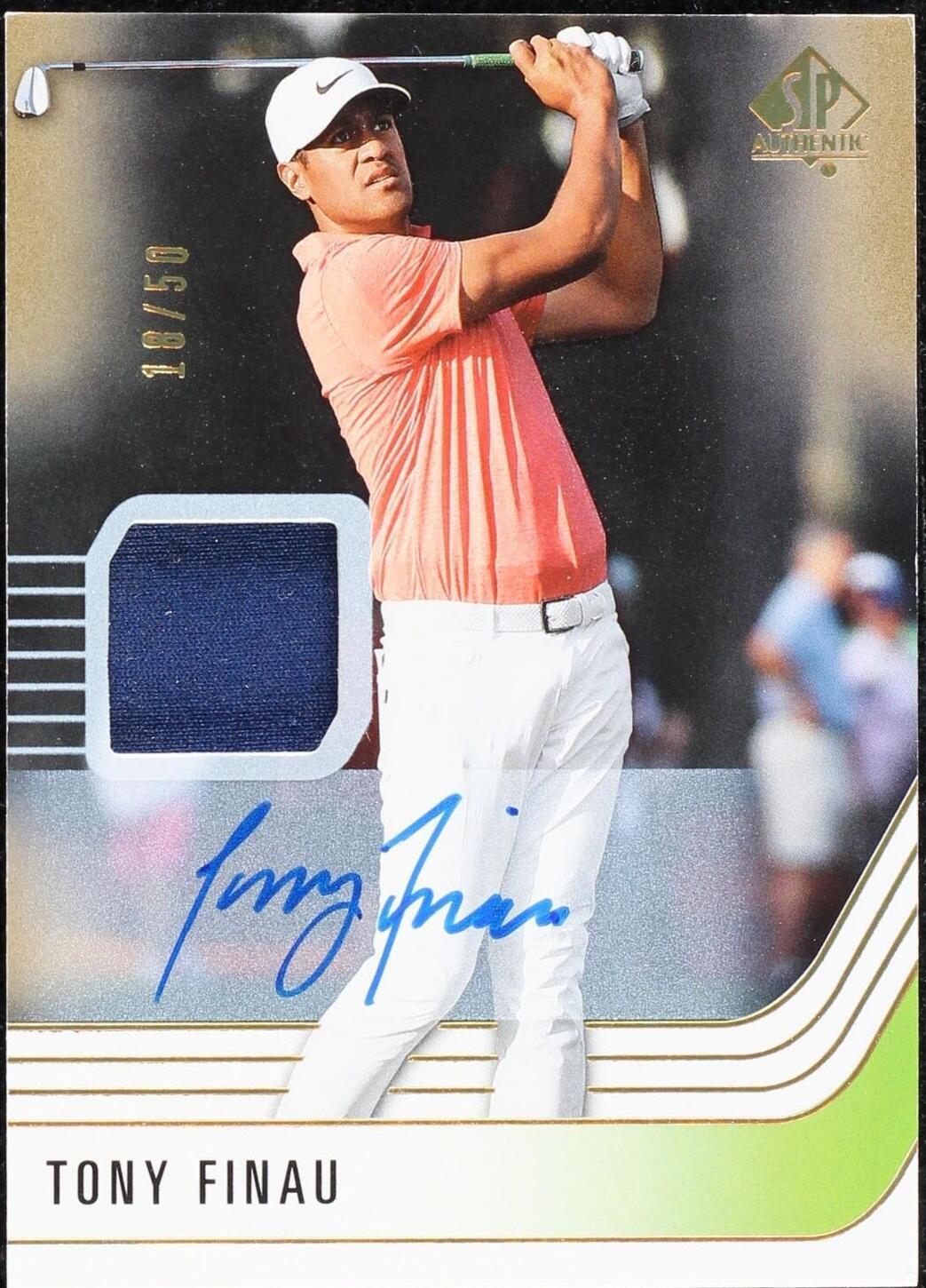2021 SP Authentic - Auto Swatch Tony Finau #20 Limited /50 (AU, MEM, RC ...