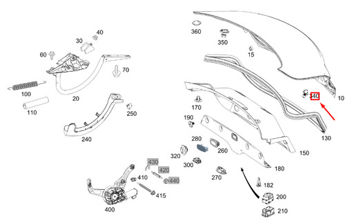 MERCEDES-BENZ E C238 TRUNK LID BOTTOM SPRING DAMPER A2387503700 | eBay