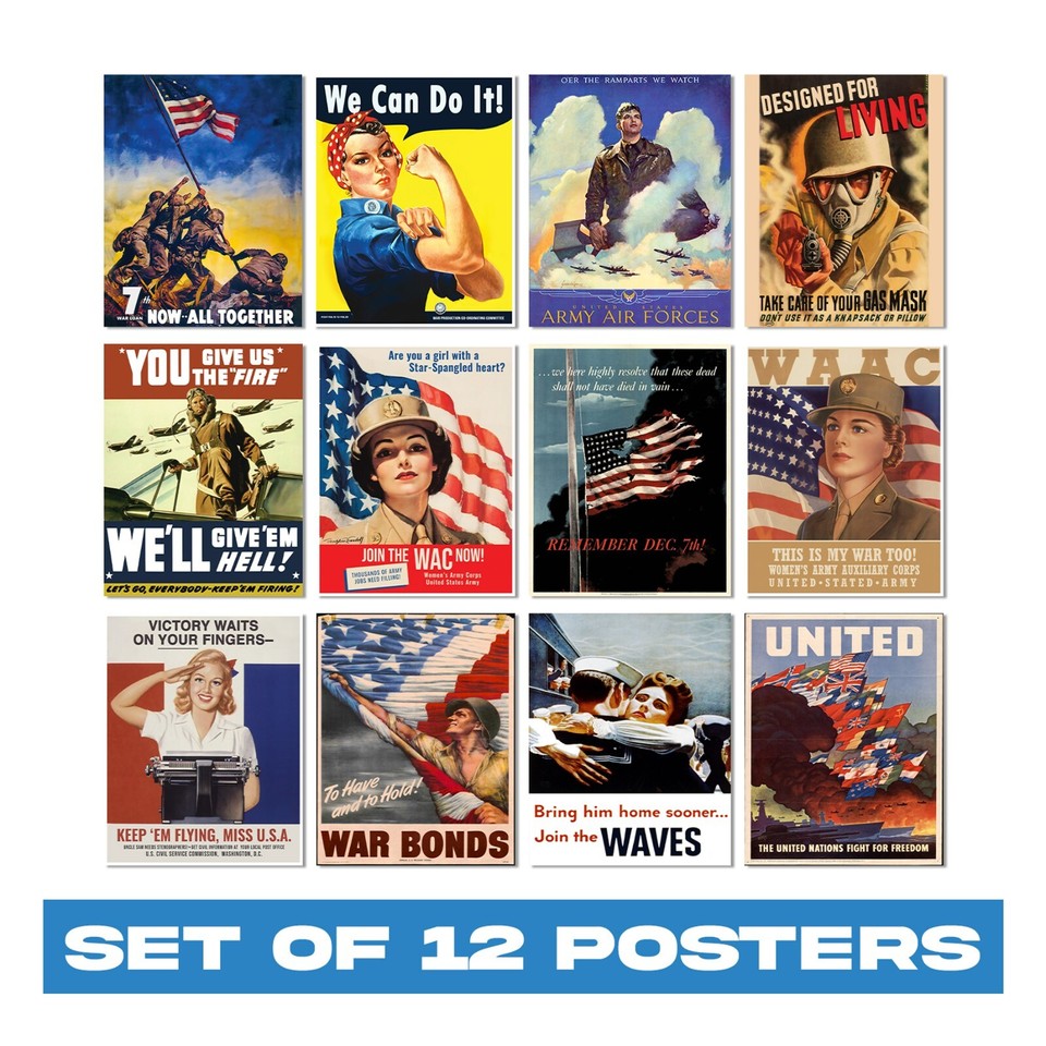 World War II Memorabilia Posters Set of 12 - Historical Military Art ...