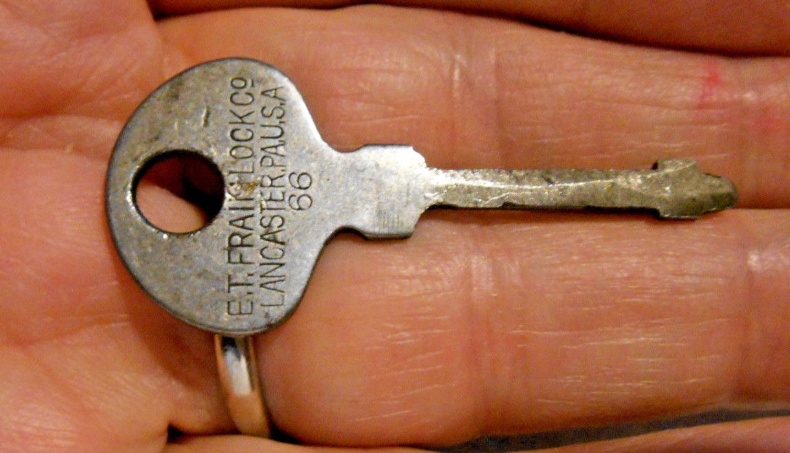 Vintage Antique E T Fraim Lancaster PA USA 6 Lever Lock Padlock Key ...